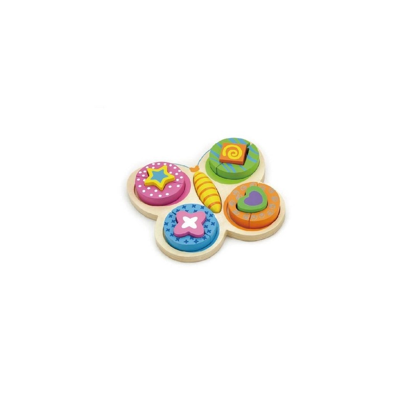 Puzzle fluture din cuburi din lemn